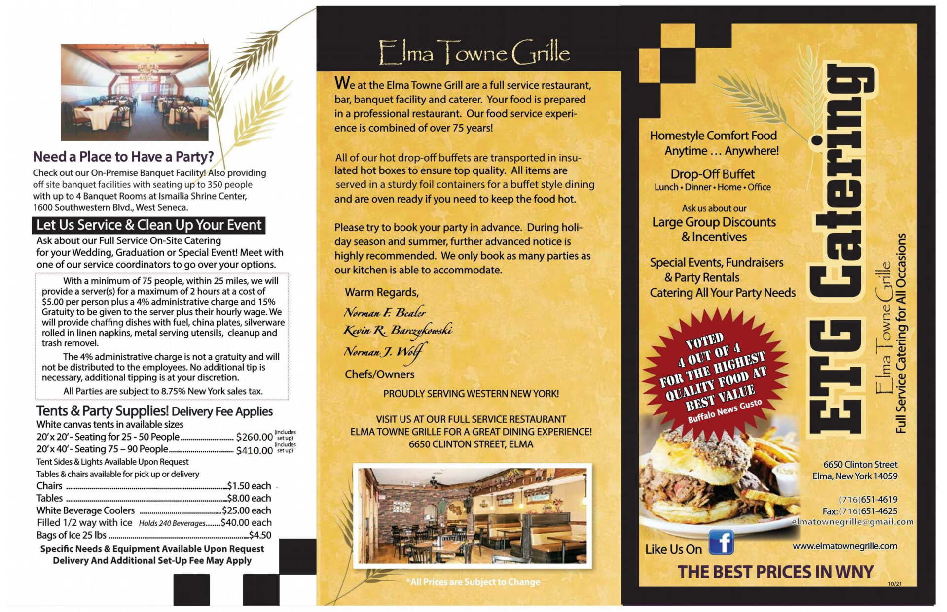 Event Catering | Buffalo, Depew & Amherst, NY | Elma Towne Grille