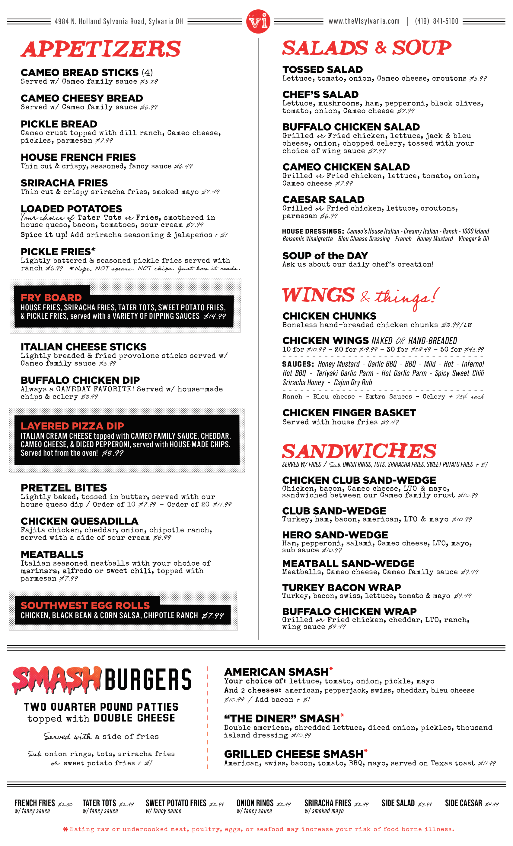 Food Menu | Village Inn - Sylvania, Ohio