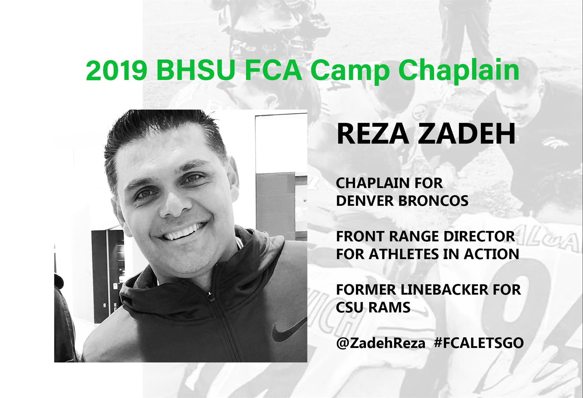 Get Ready for Reza Zadeh as Camp Chaplain BHSU 2019