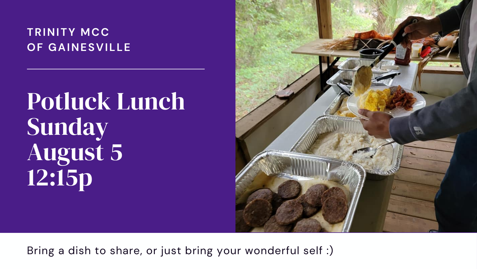 Monthly Potluck Sunday, August 4 at 12:15 PM!