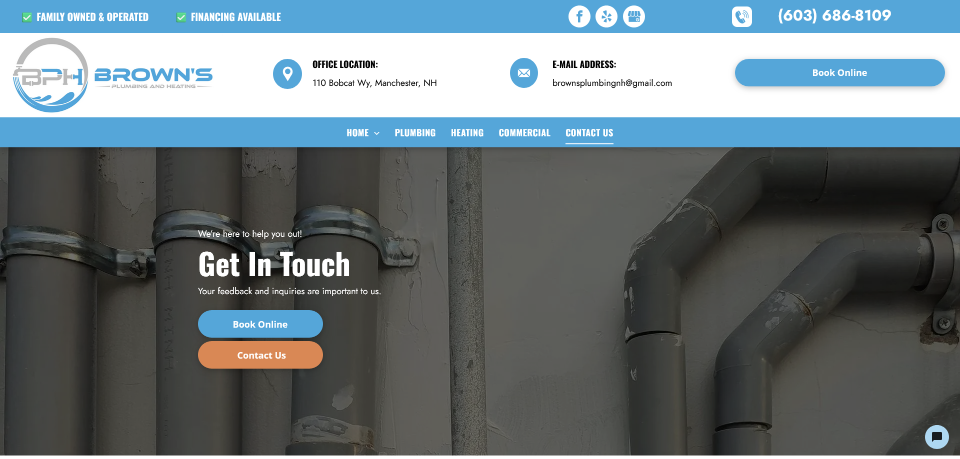 Brown's Plumbing & Heating | Contact Us