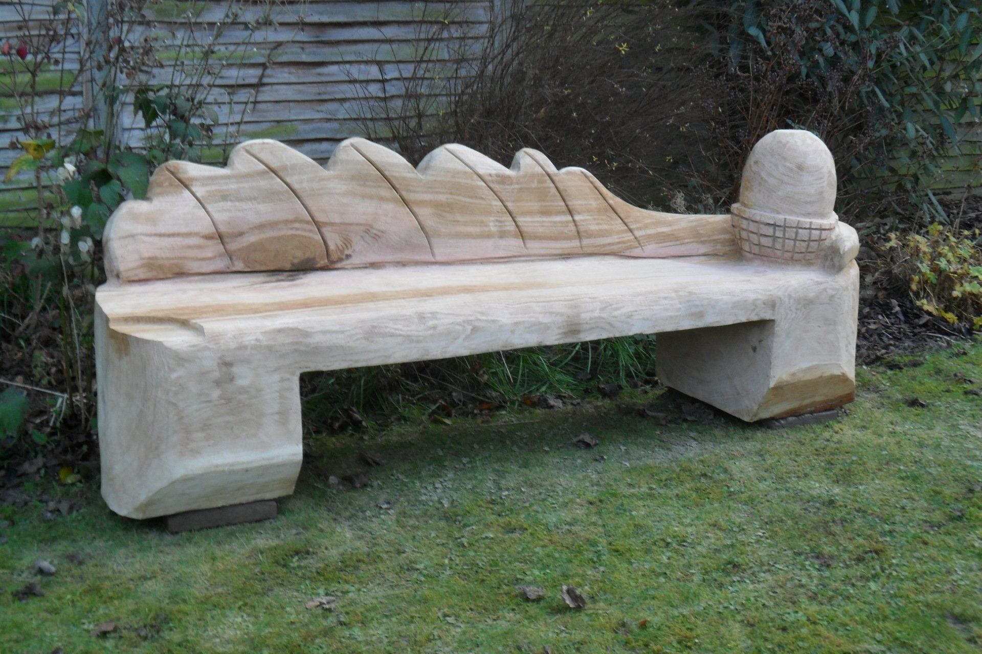 Outdoor benches and tree sculptures, Peter Leadbeater