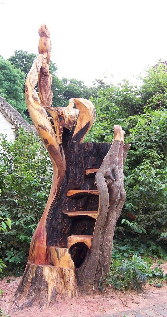 Outdoor benches and tree sculptures, Peter Leadbeater