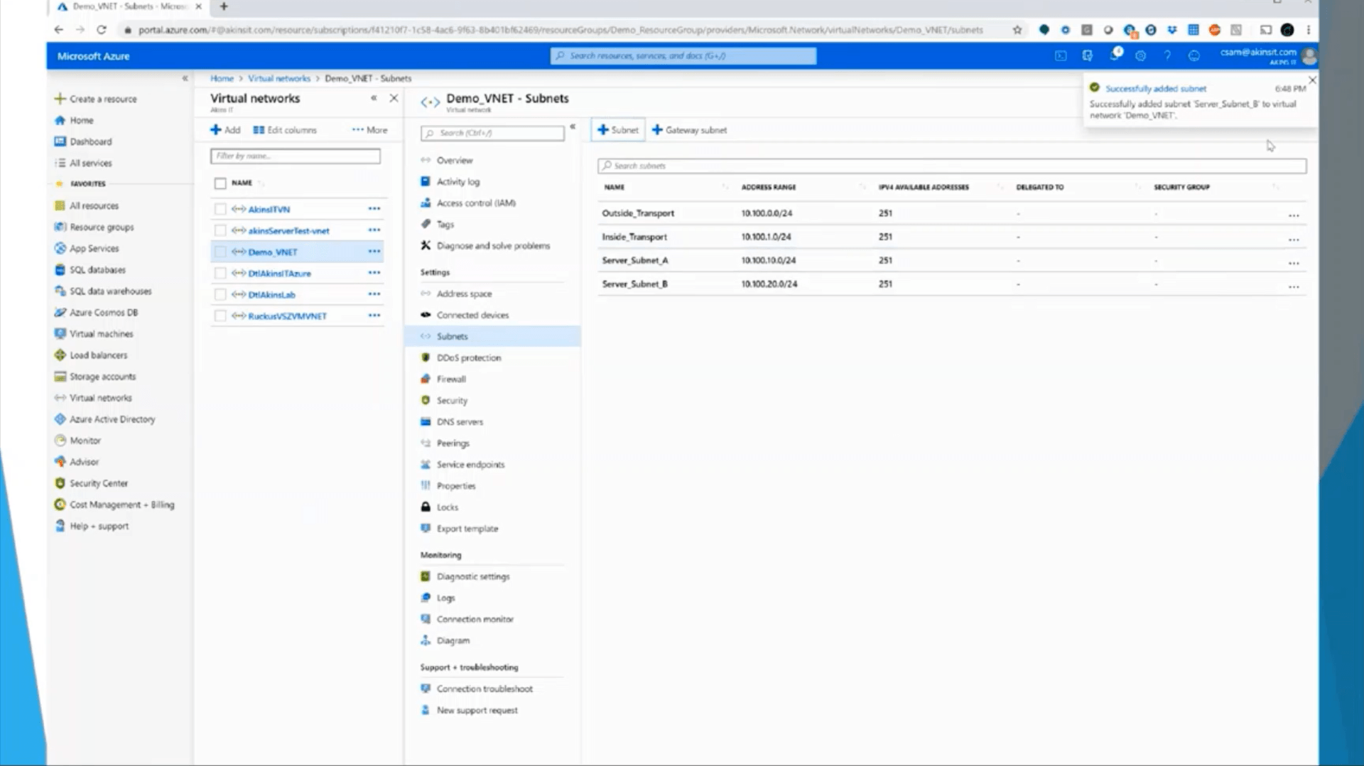 Setting Up a Basic Azure Network | Akins IT