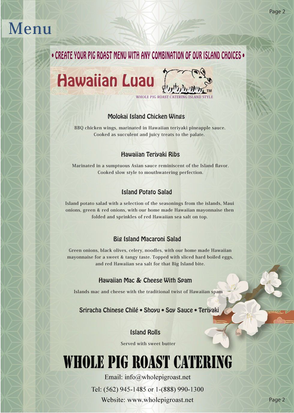 WHOLE PIG ROAST CATERING Luau Menu