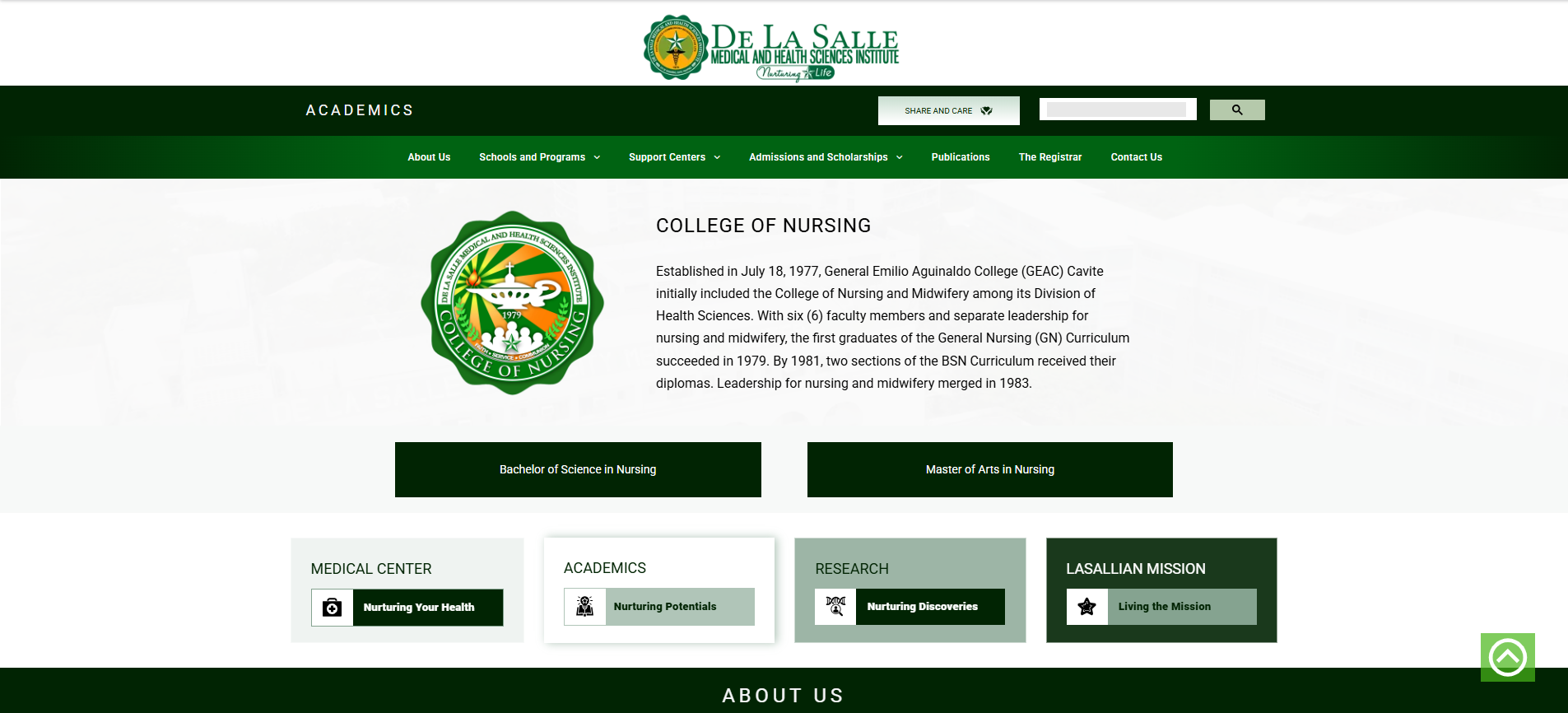 College of Nursing | Schools and Programs | DLSMHSI