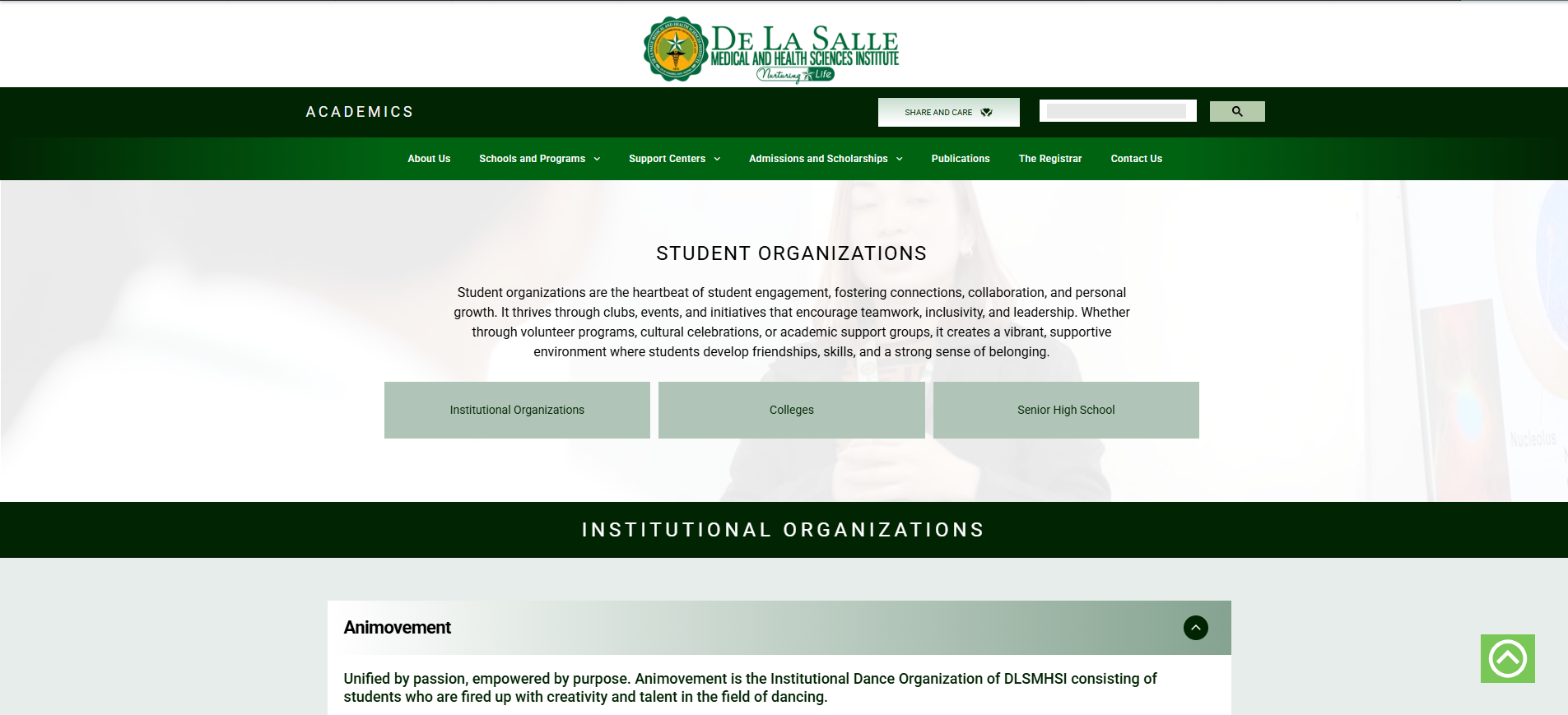 Student Life and Engagement | Student Organizations | DLSMHSI