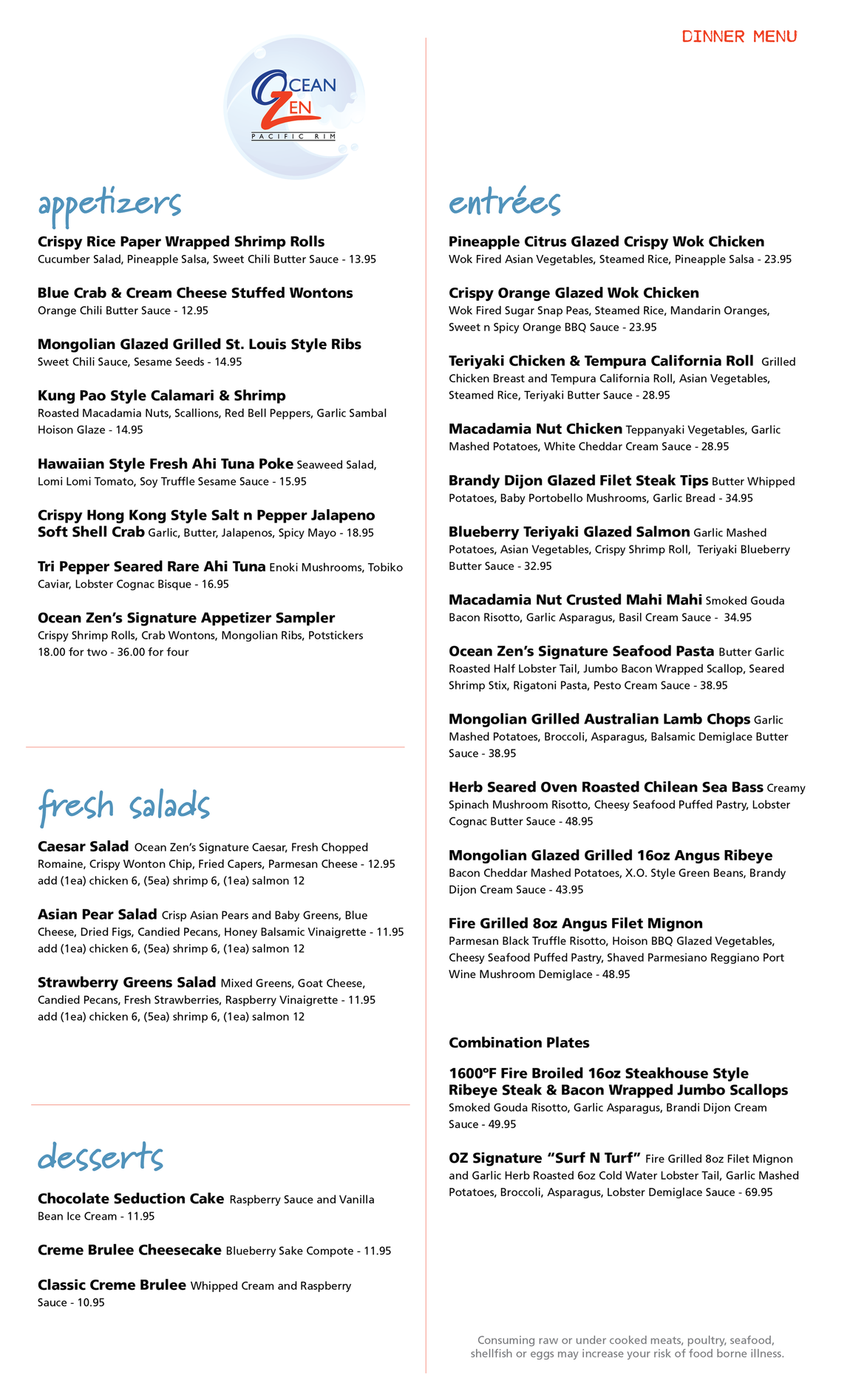 Ocean Zen Menu