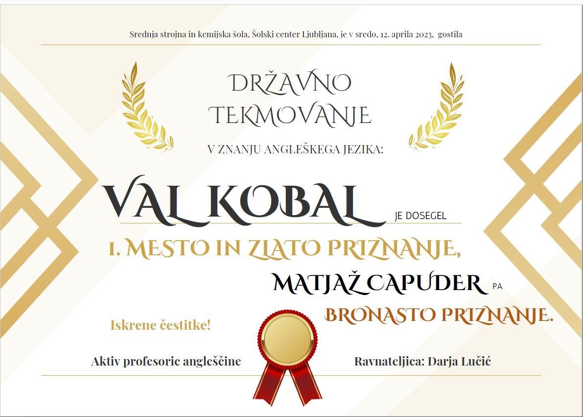 Državno tekmovanje - angleščina 2023