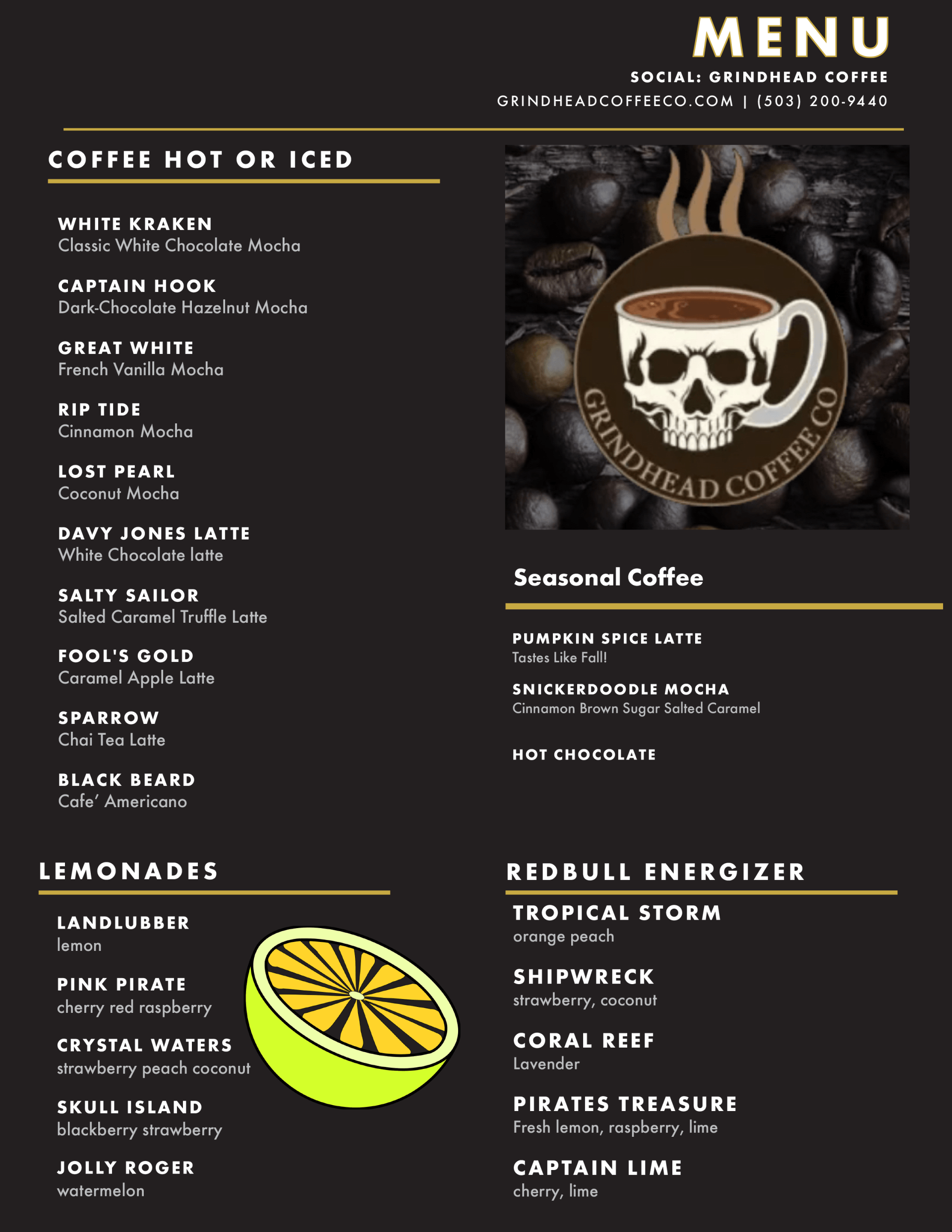 Mobile Coffee Menu | Chattanooga, TN | Grindhead Coffee Co