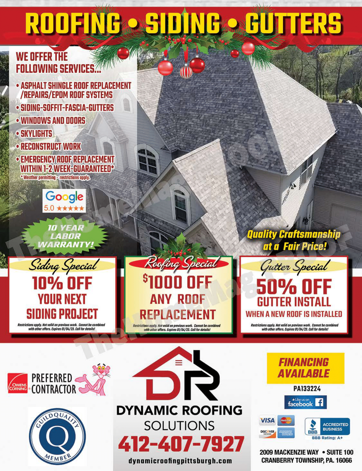 Roofing Contractor | Cranberry Township, PA | Dynamic Roofing Solutions LLC