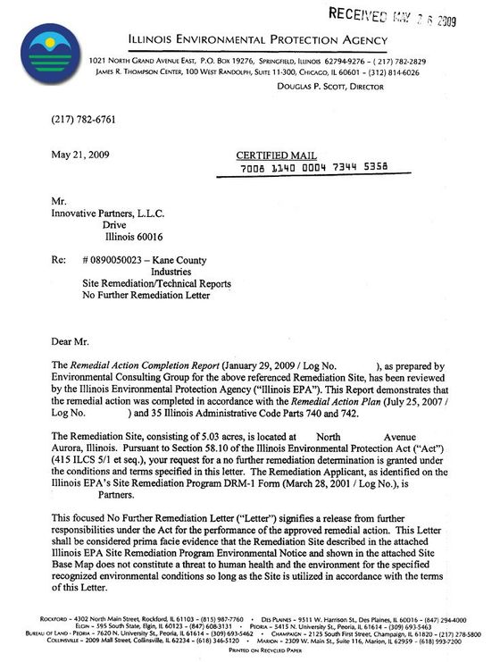 NFR Letters | Environmental Consulting Group