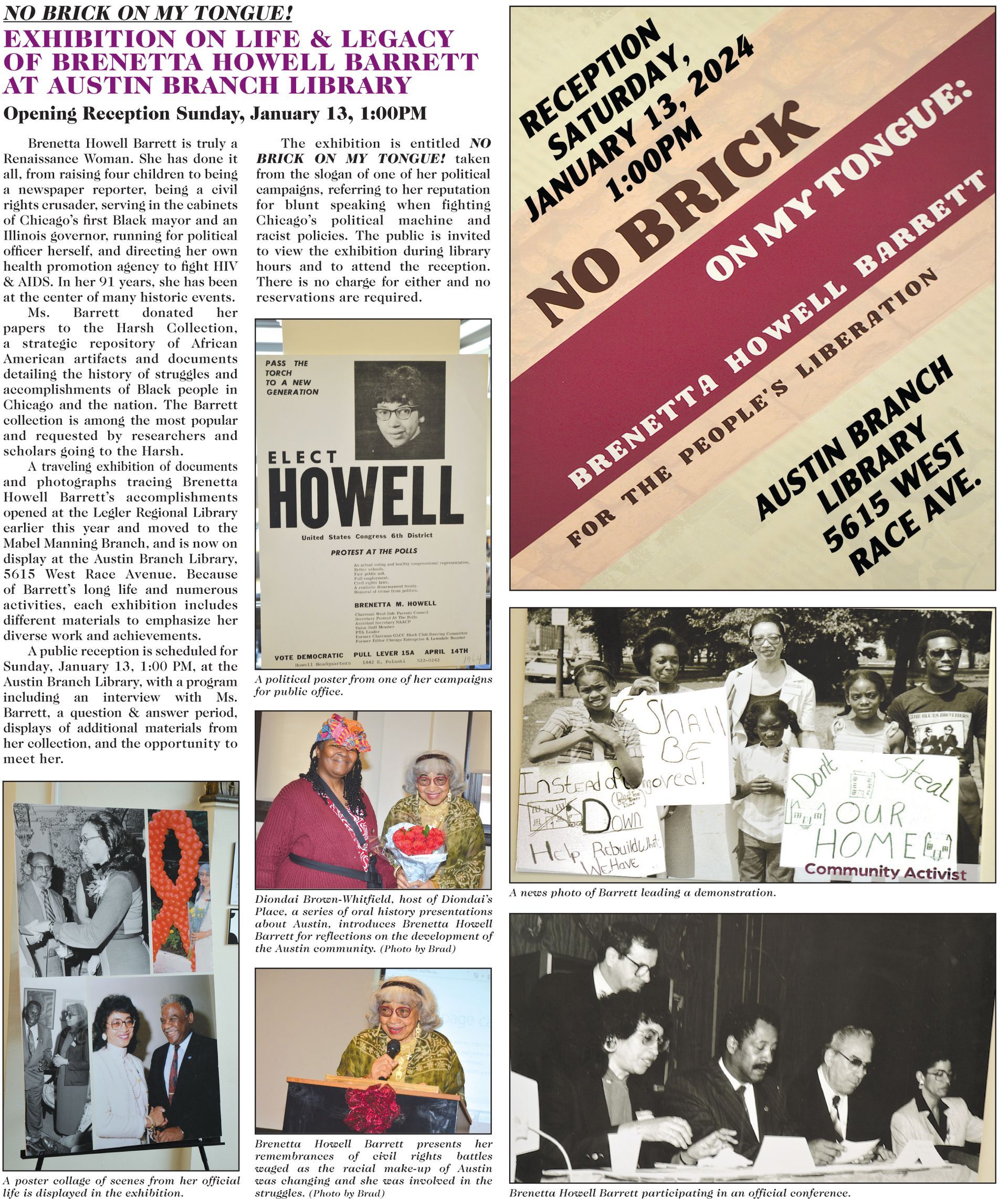 NO BRICK ON MY TONGUE! EXHIBITION ON LIFE & LEGACY OF BRENETTA HOWELL ...