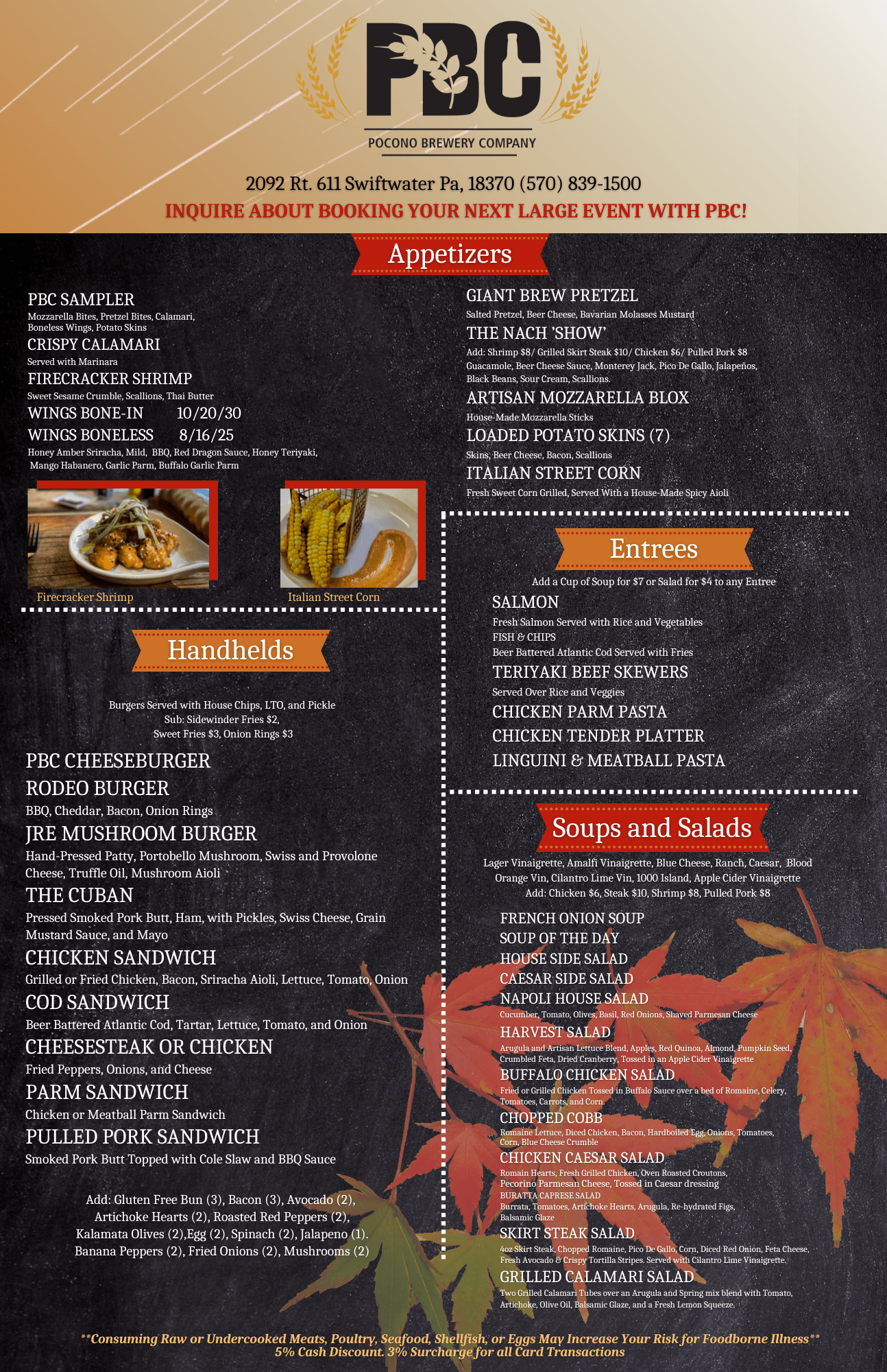 Pocono Brewery Company Menu