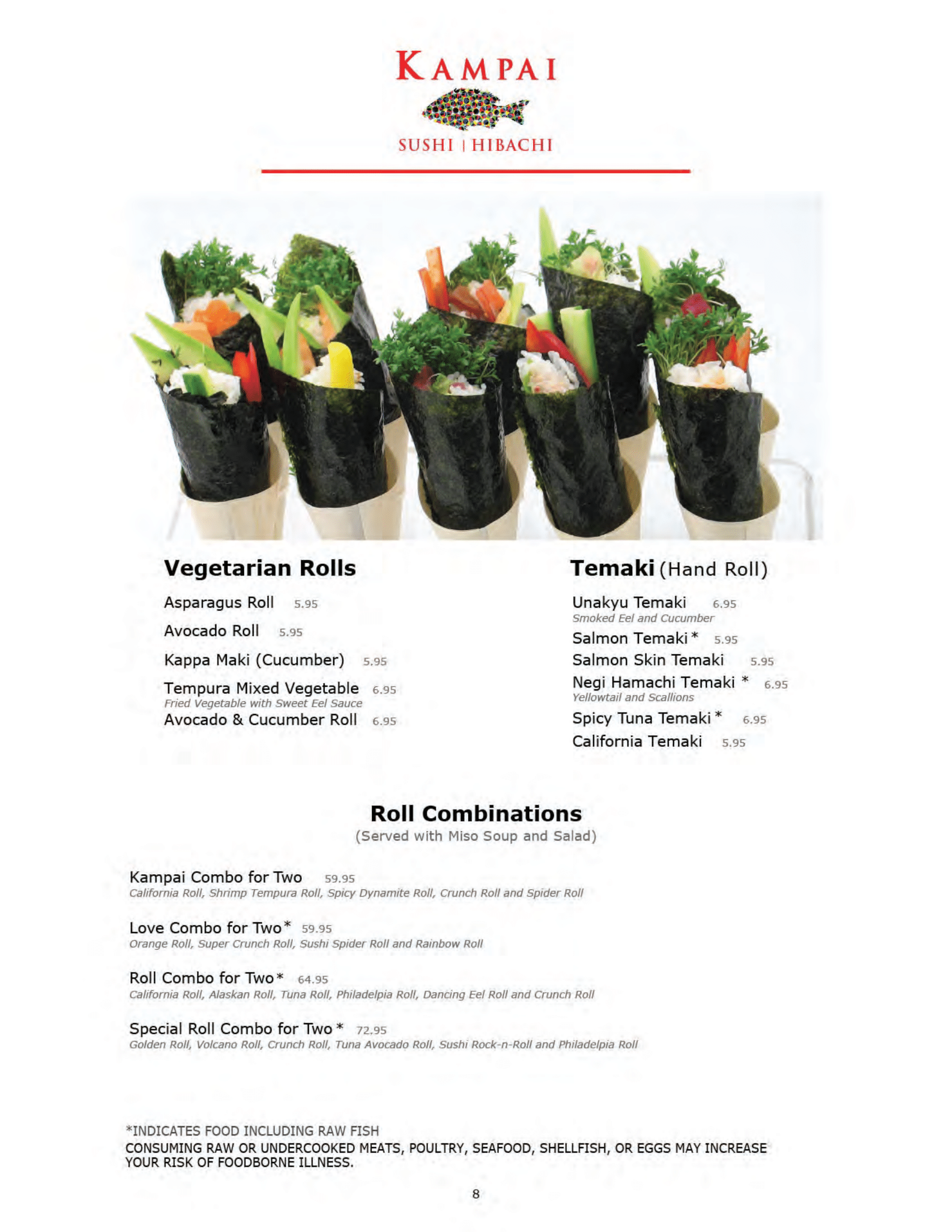 Dinner Menu | Kampai Sushi & Hibachi
