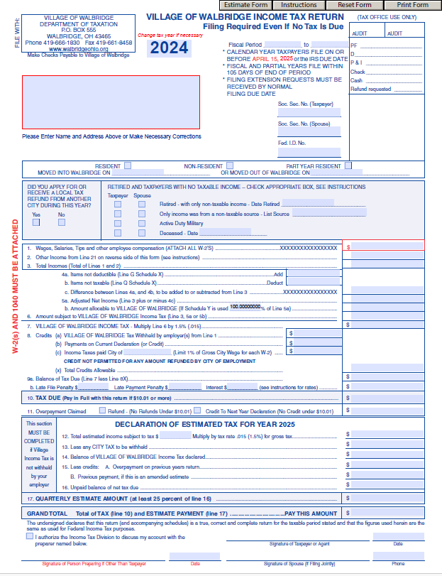 Ohio Bureau Of Services Employment Tax Form Sample