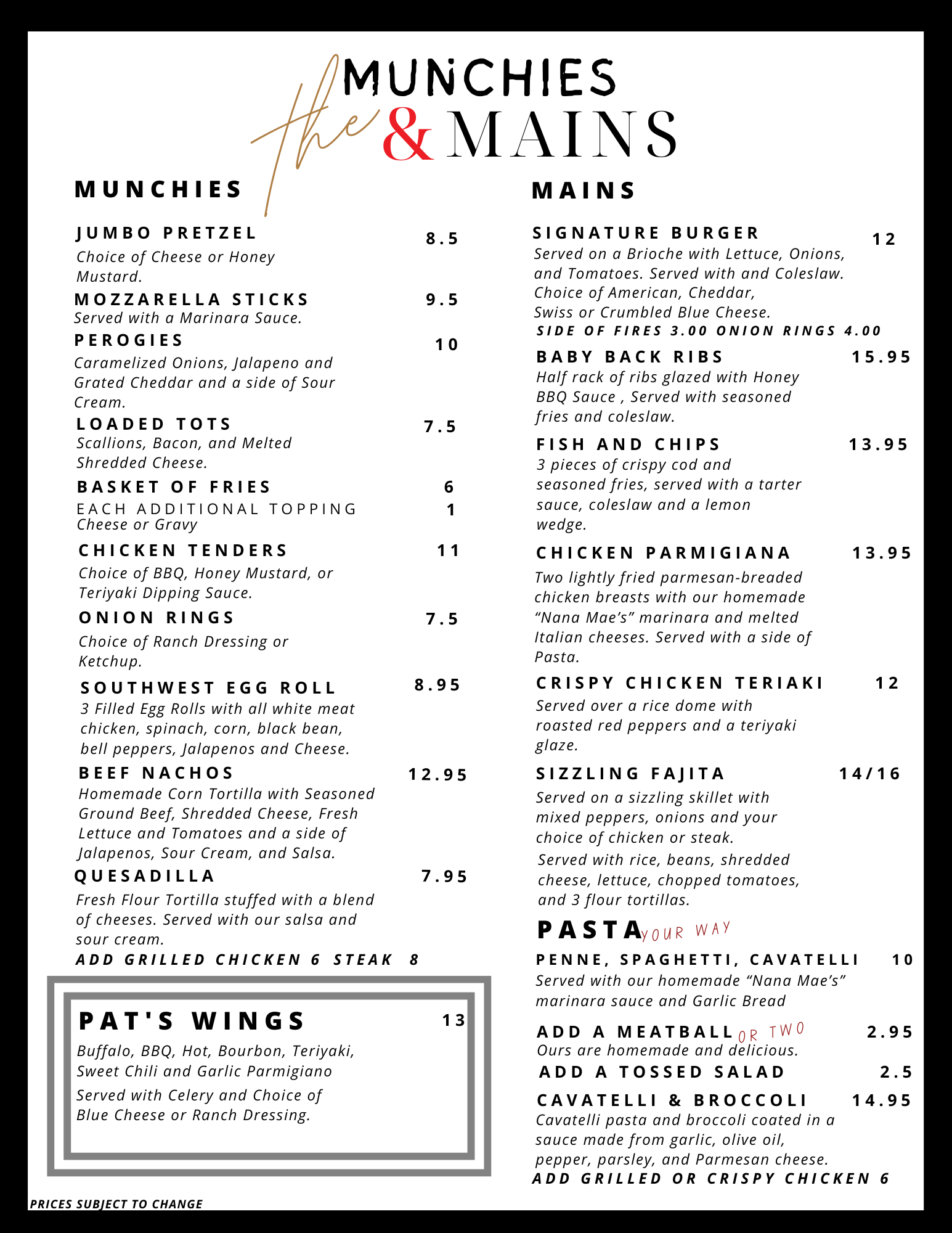Menu | Beer Pub