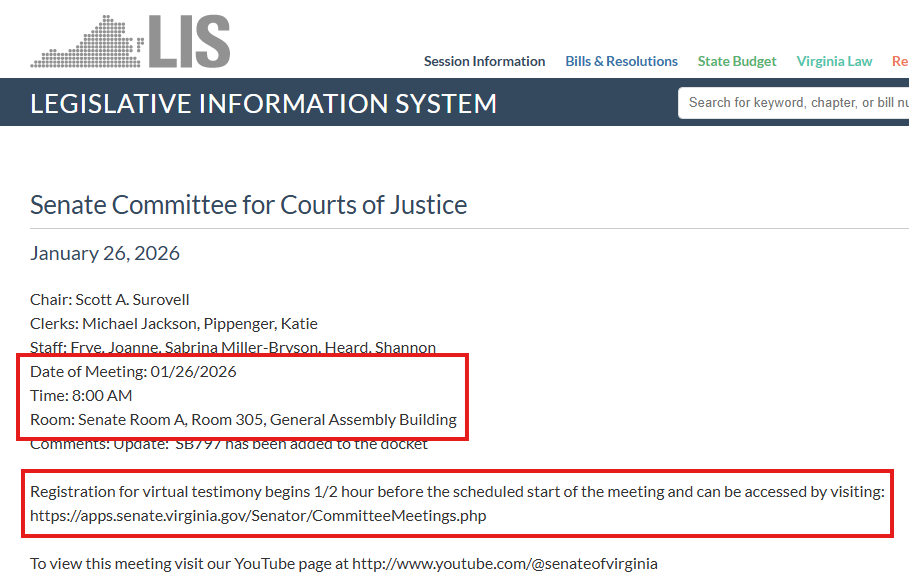 VA-ALERT-1/25/2026 VCDL URGENT Legislative Update With Action Items