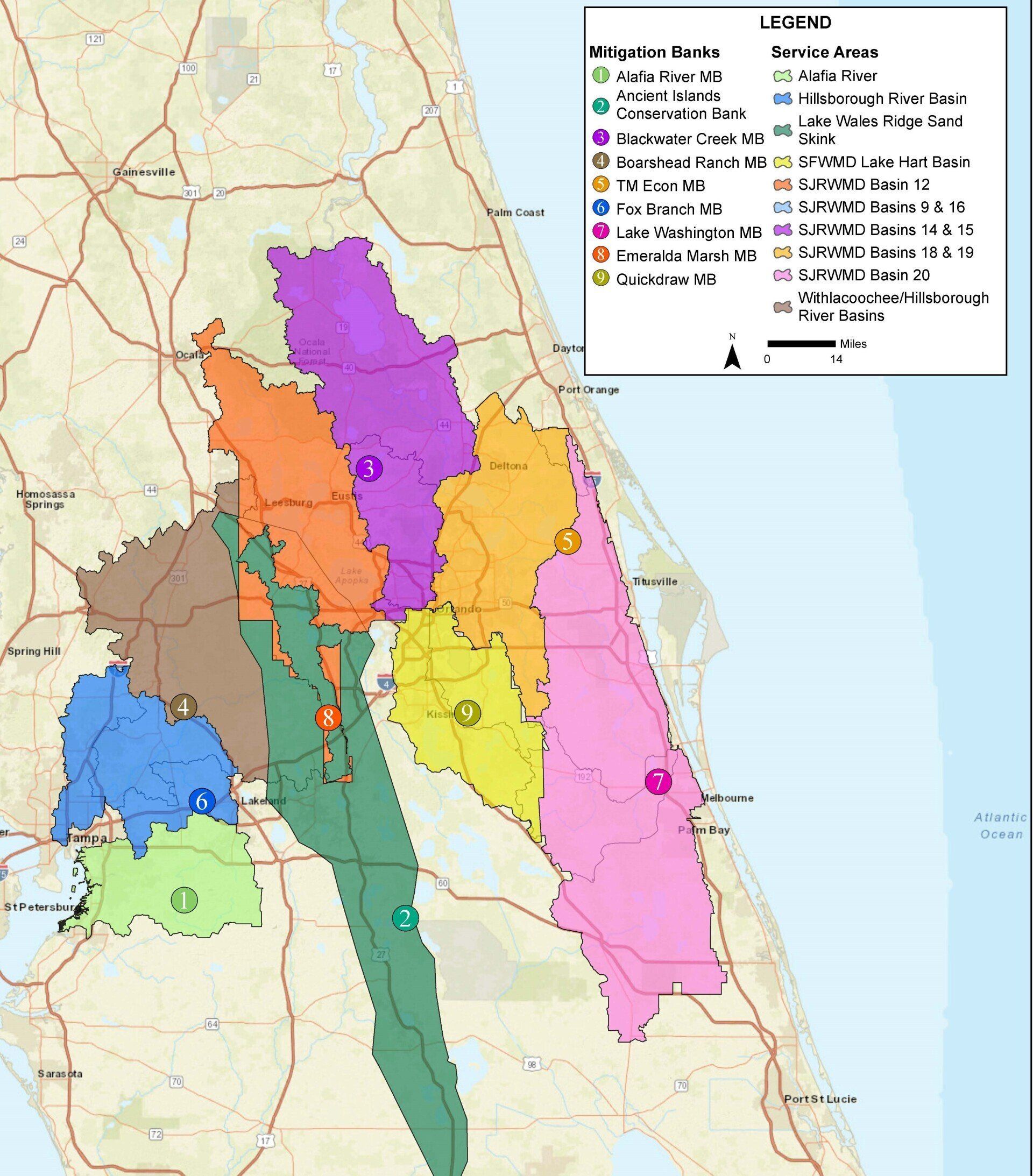 Mitigation Bank Projects | Bank Service Areas
