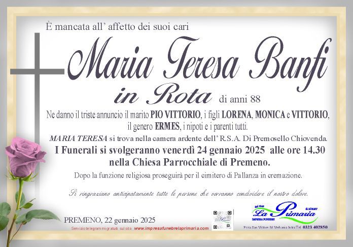 Necrologi | La Primaria Impresa Funebre Verbania