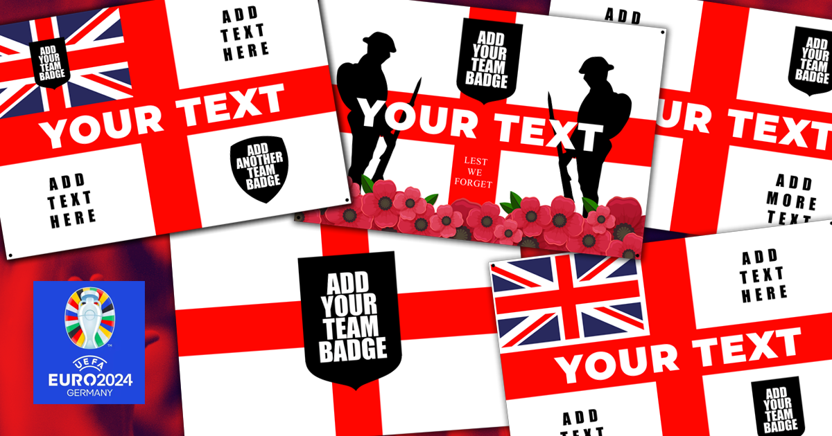 Custom Personalised England Flags and Banners | HUGE Heavyweight 6x4 ...