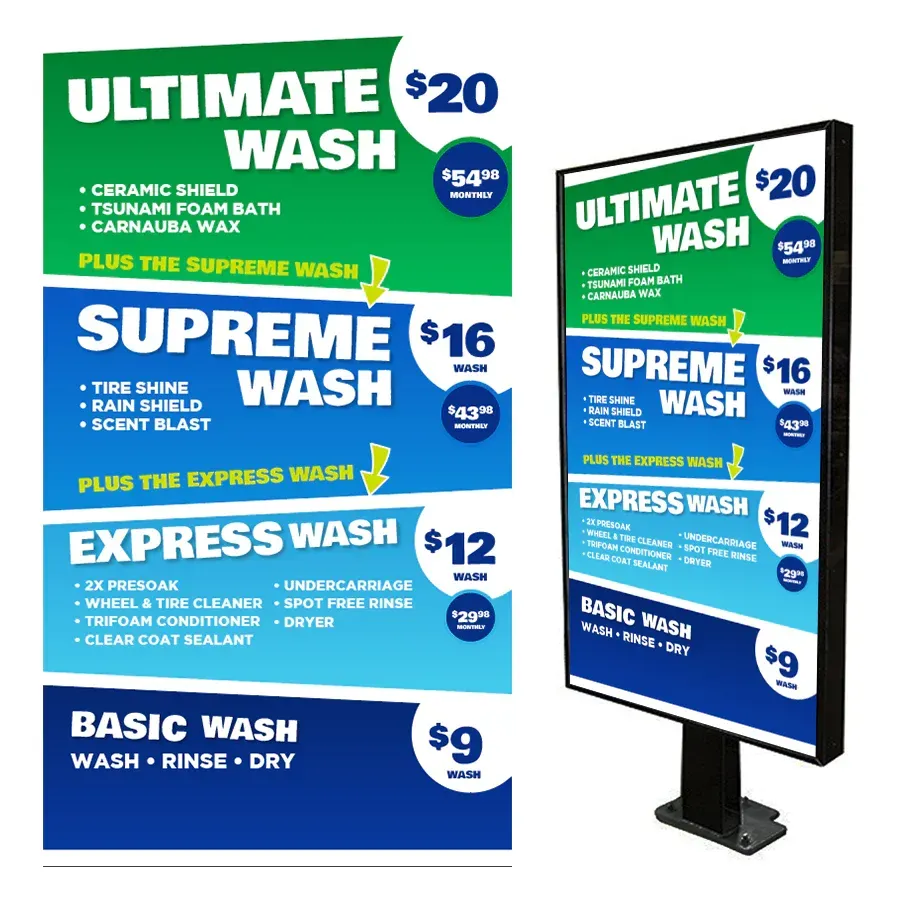 Custom Car Wash Menus | OhmCo Carwash Marketing