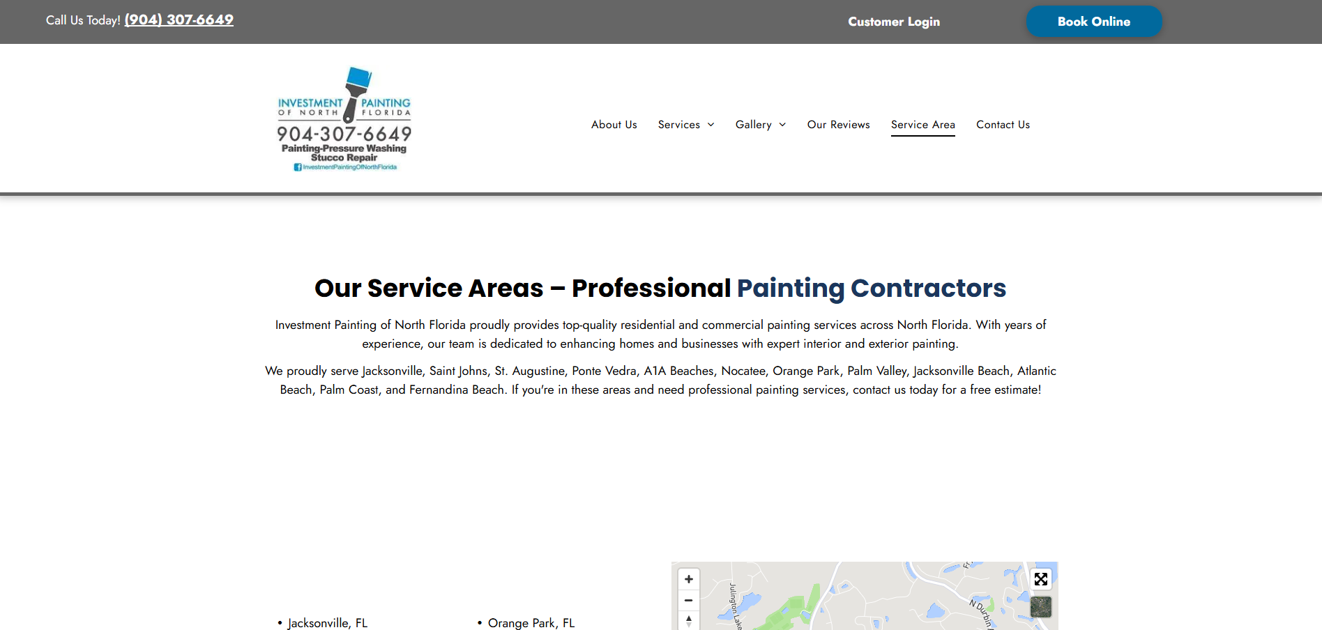 Service Area | Saint Johns, FL | Investment Paint