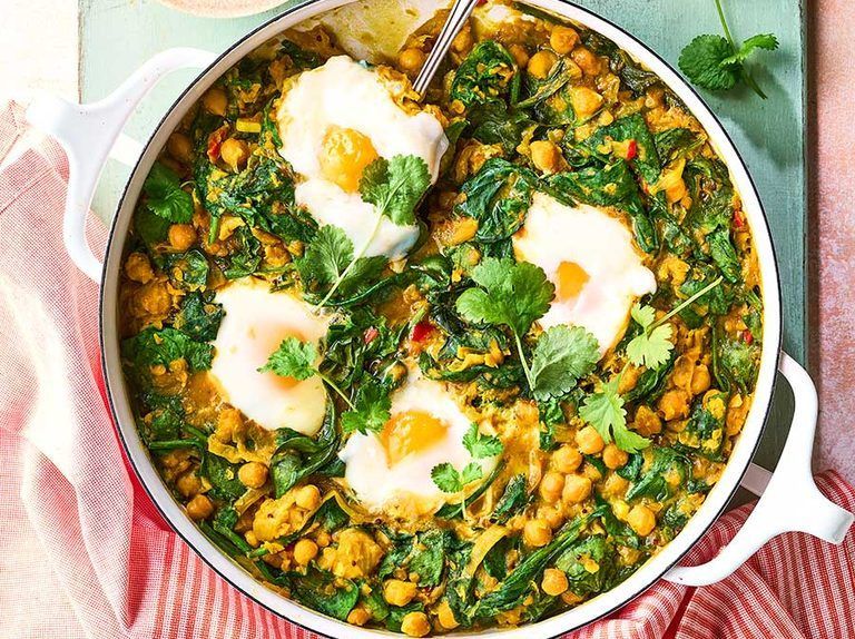 Dhal poached eggs with herby raita
