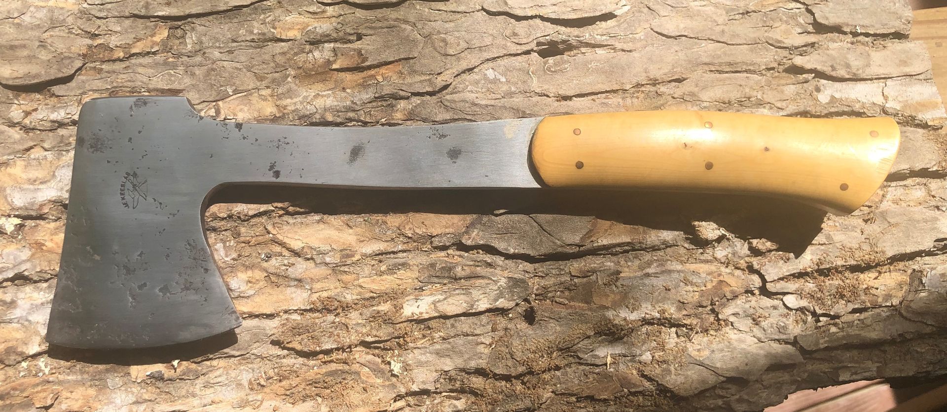Rare original Joe Keeslar Camp Axe/Knife Set. Price: SOLD
