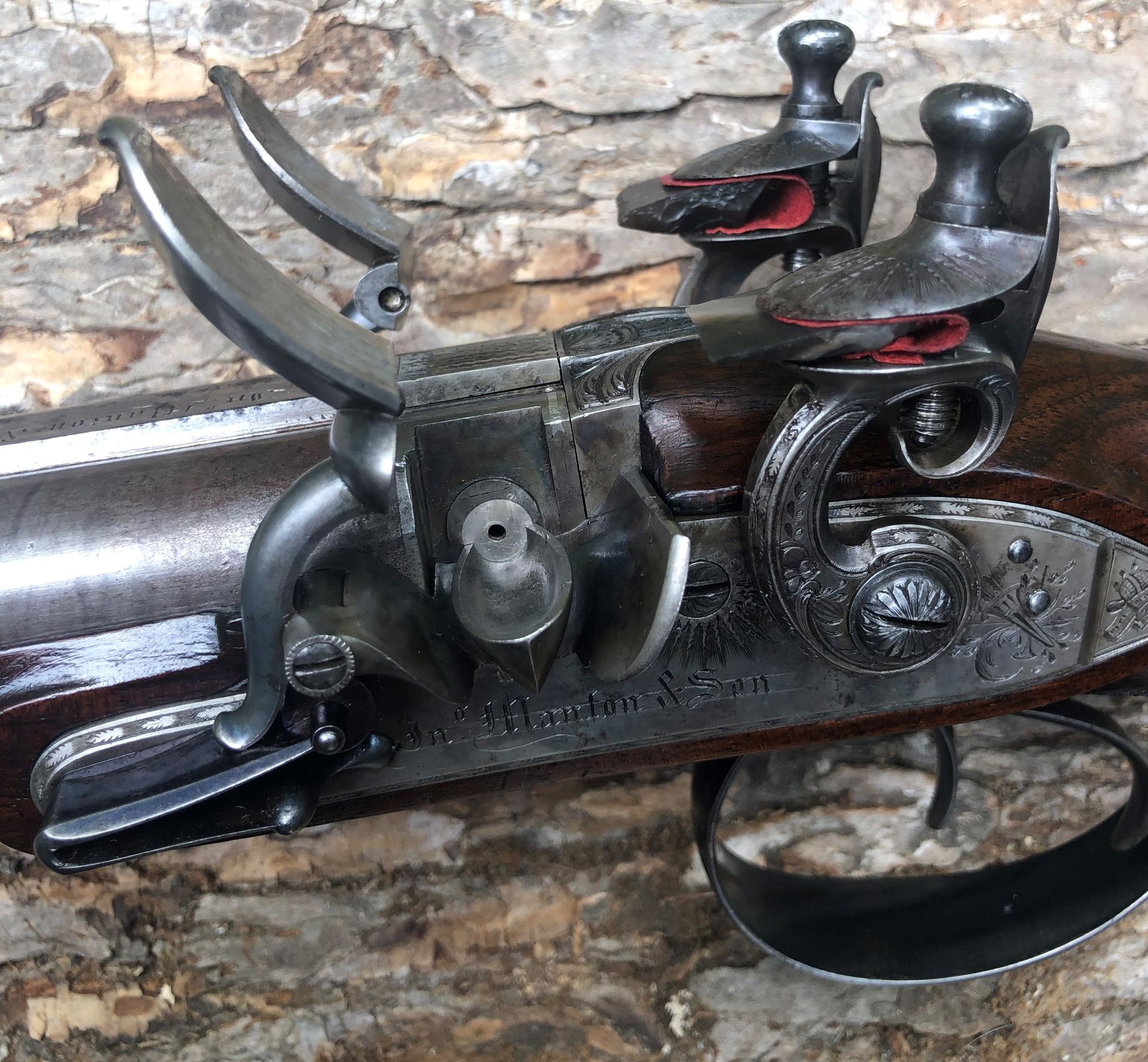 Magnificent John Manton and Son 17-bore Double barreled Flintlock ...