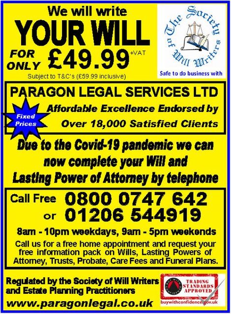Wills in Essex from Paragon Legal Services