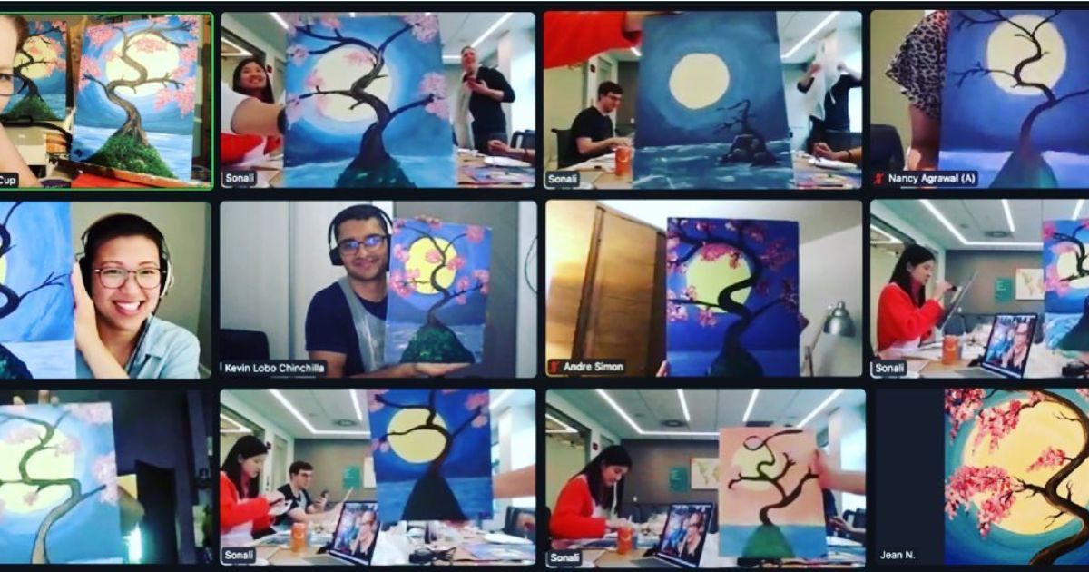 Virtual Paint Night, Online Paint Party, Canvas n Cup