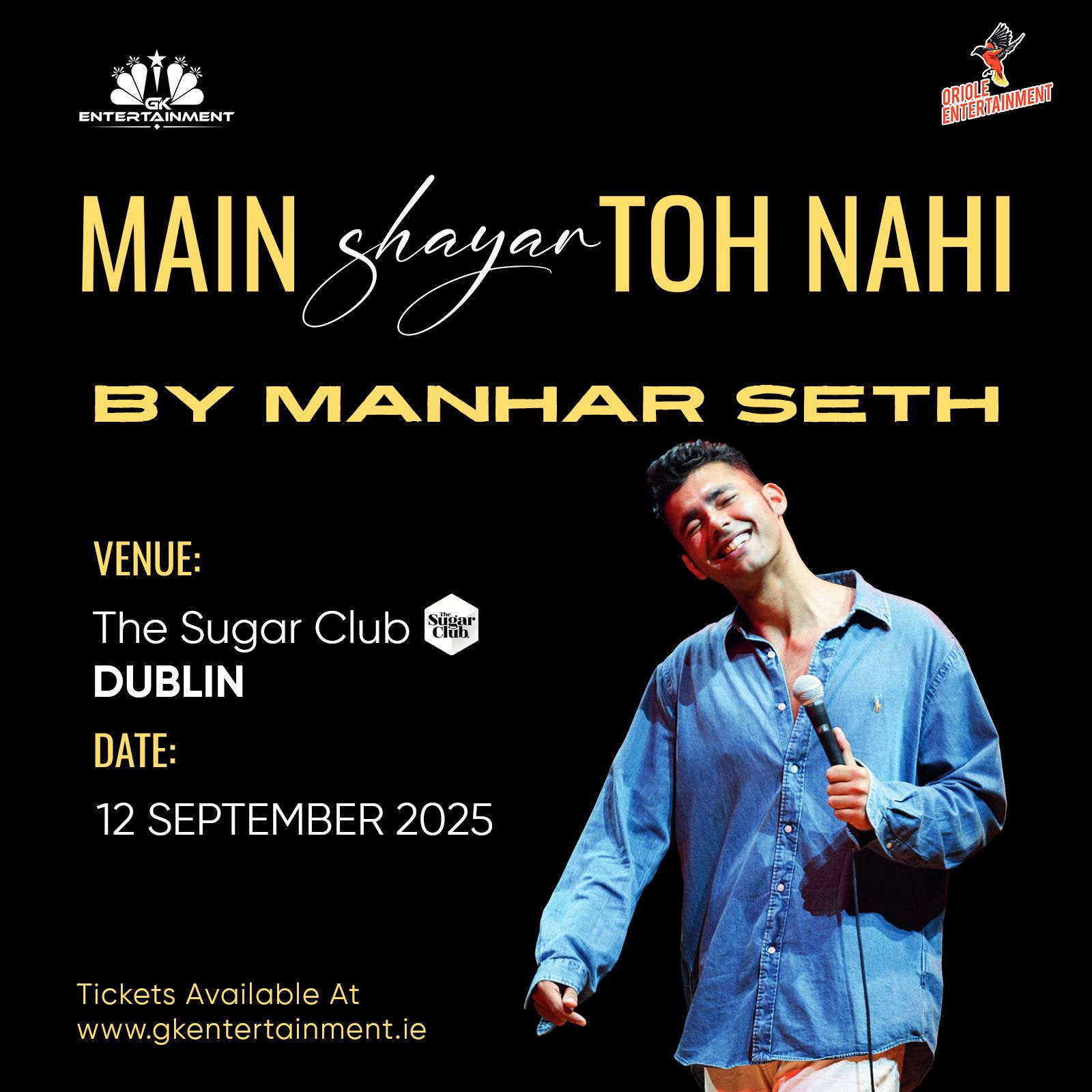 Manhar Seth Live in Dublin – Main Shayar Toh Nahi, 12 Sept 2025