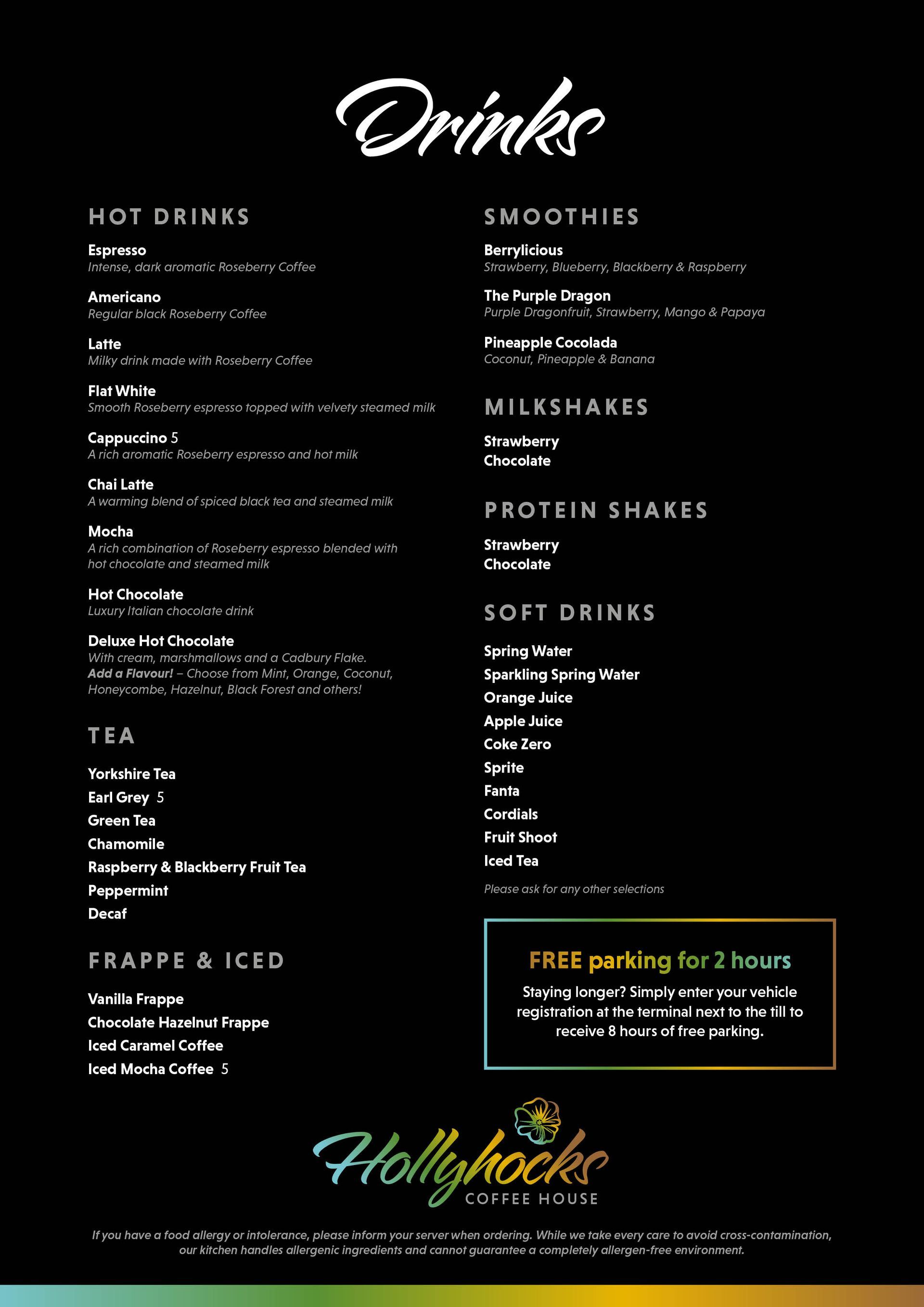 Our Menus | Hollyhocks Coffee House – Brunch, Lunch & Drinks in Guisborough