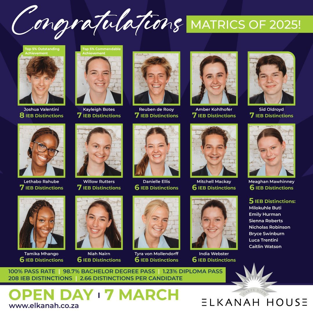 ELKANAH HOUSE CELEBRATES ACADEMIC BRILLIANCE IN THE IEB CLASS OF 2025