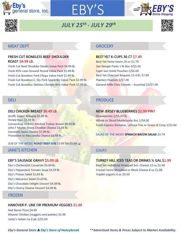 Eby's General Store | Groceries | Catering | Fundraiser