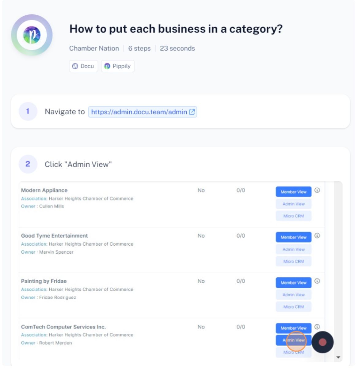 How to Assign a Business to a Category in DocuTeam