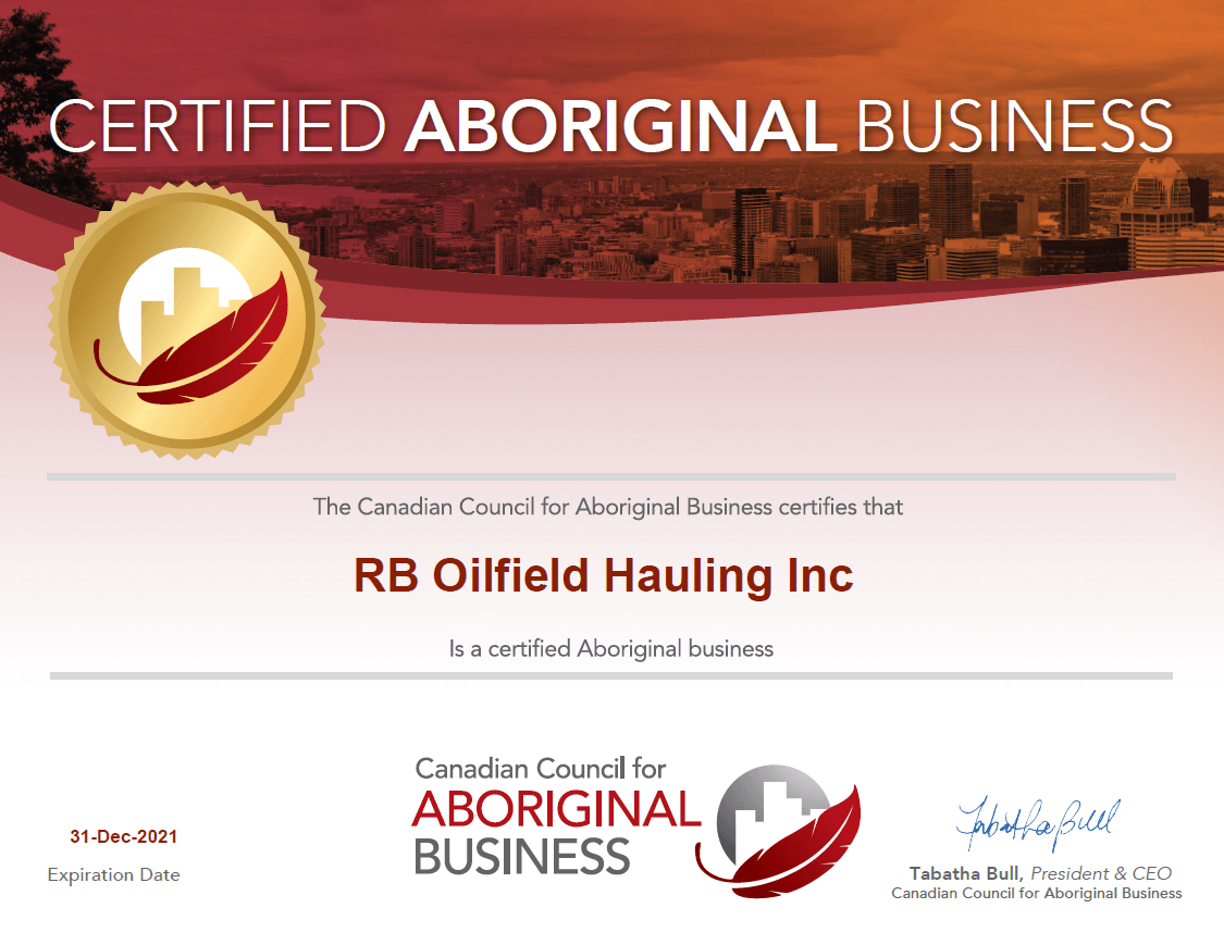 Aboriginal Engagement | CCAB Member | RB Oilfield Hauling