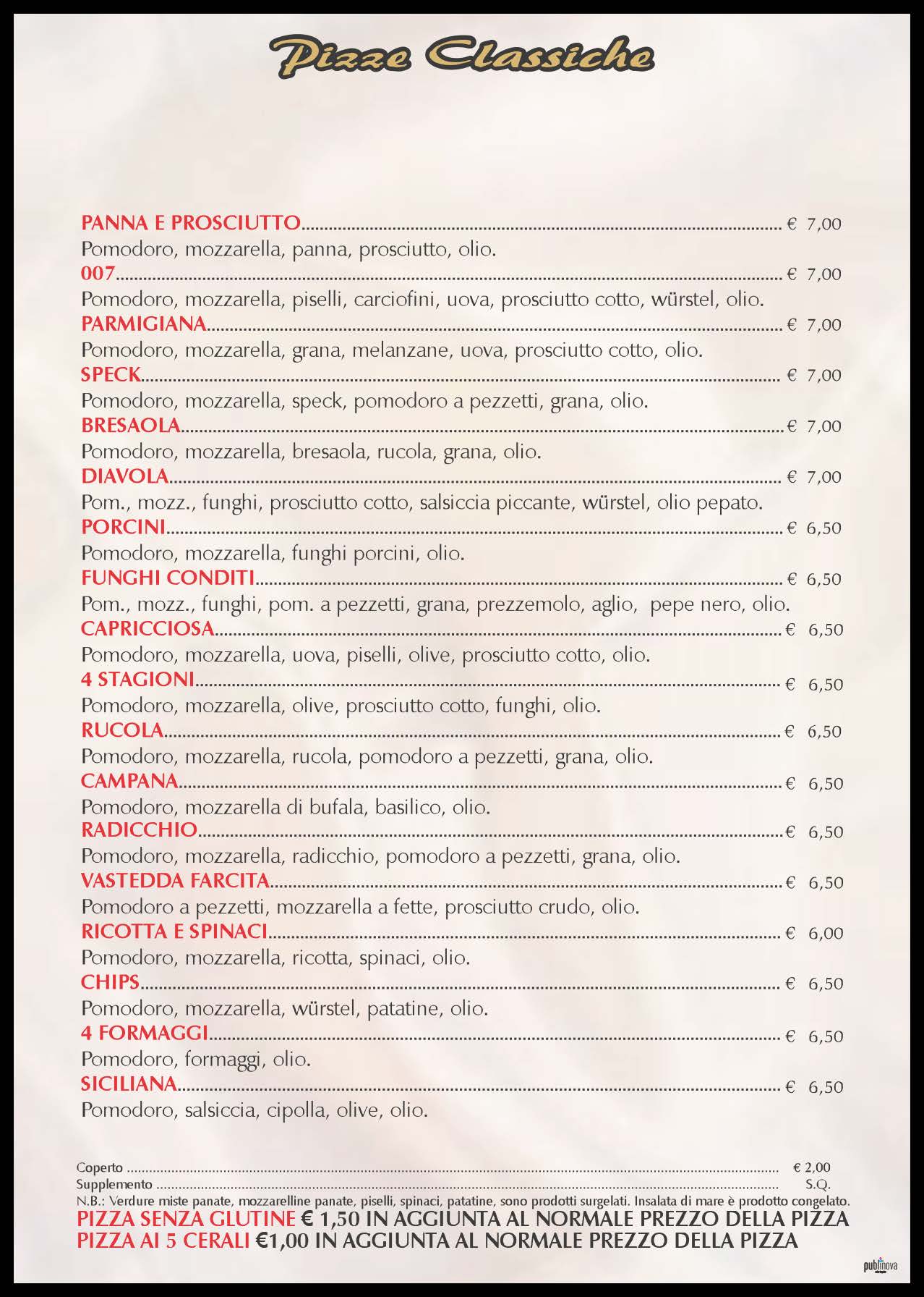 Ristorante cucina tipica mediterranea - Modica - La Contea - Menu