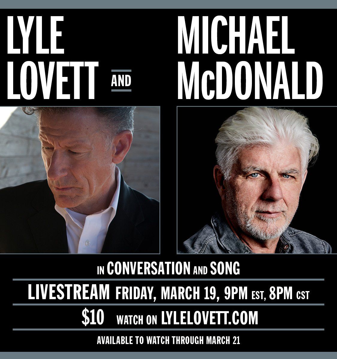 Michael McDonald will join Lyle Lovett for Livestream Concert March 19