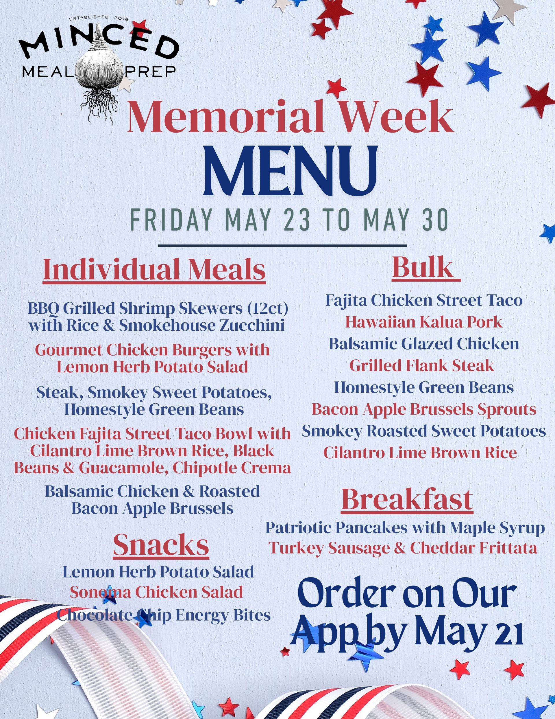 Weekly Meal Prep Menu