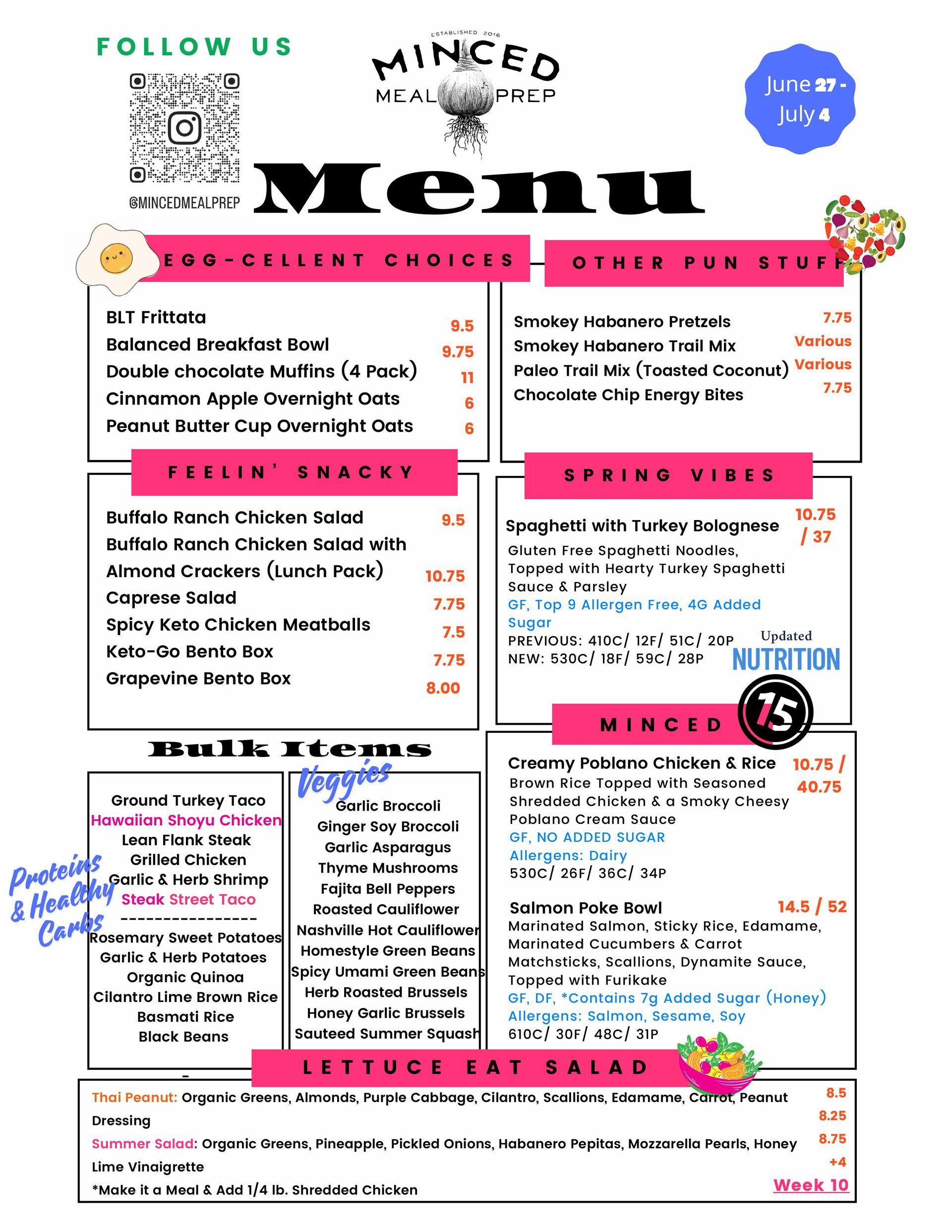 Weekly Meal Prep Menu