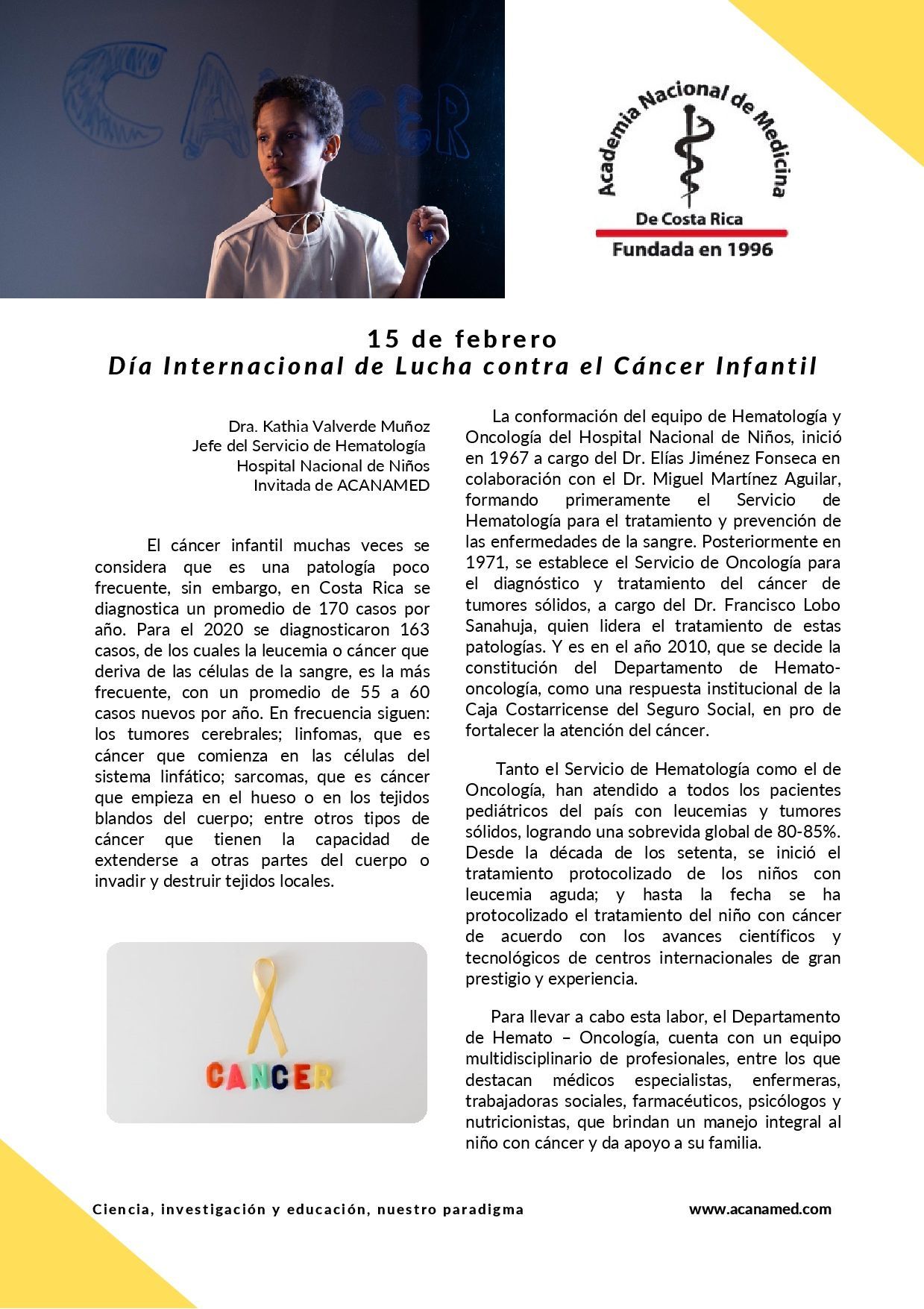 Día Internacional de Lucha contra el Cáncer Infantil