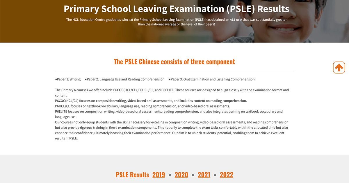 PSLE Chinese Results | HCL Education Centre
