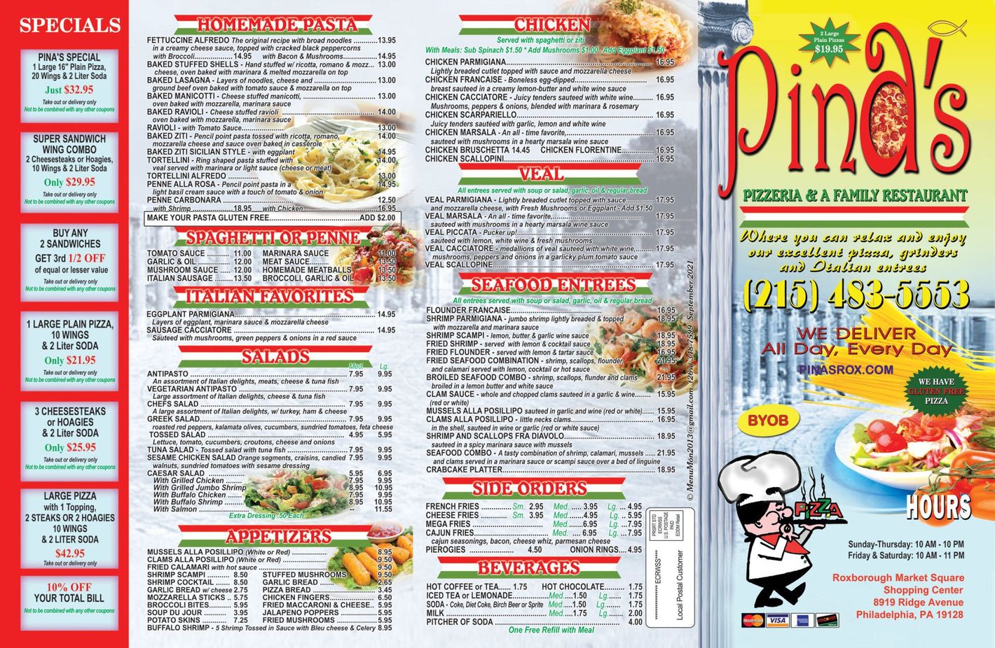 Pina's Pizza Menu - Philadelphia, PA - Pina's Pizza