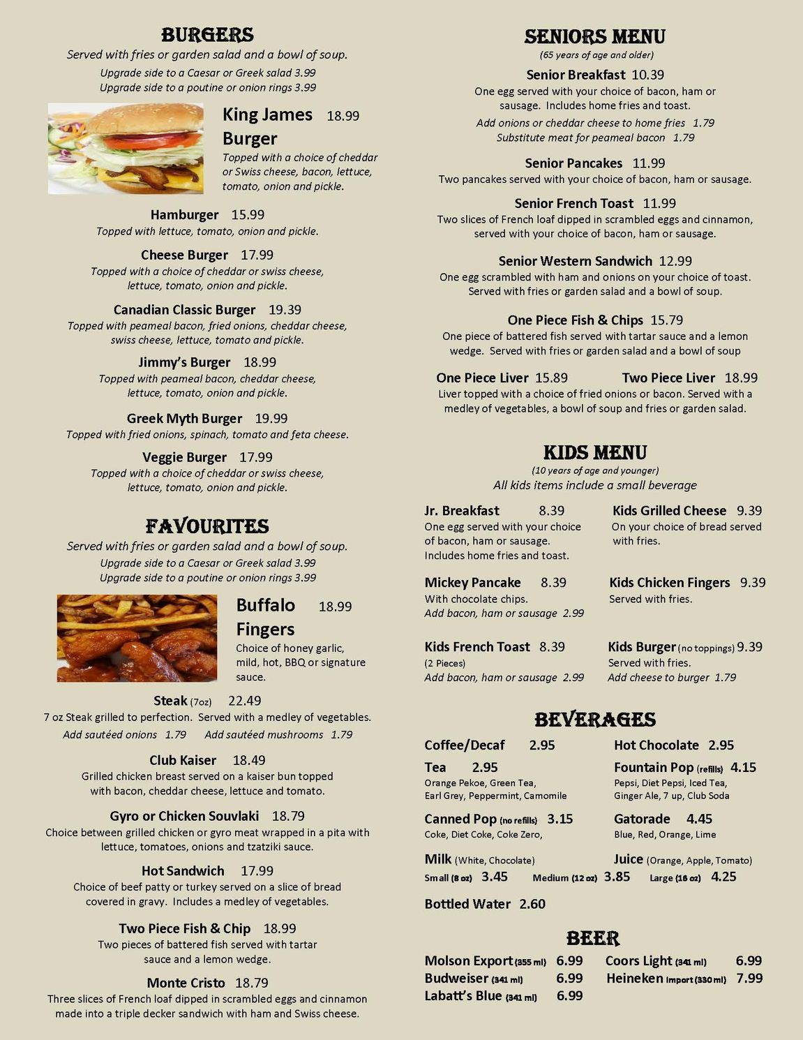 James Place - Menu