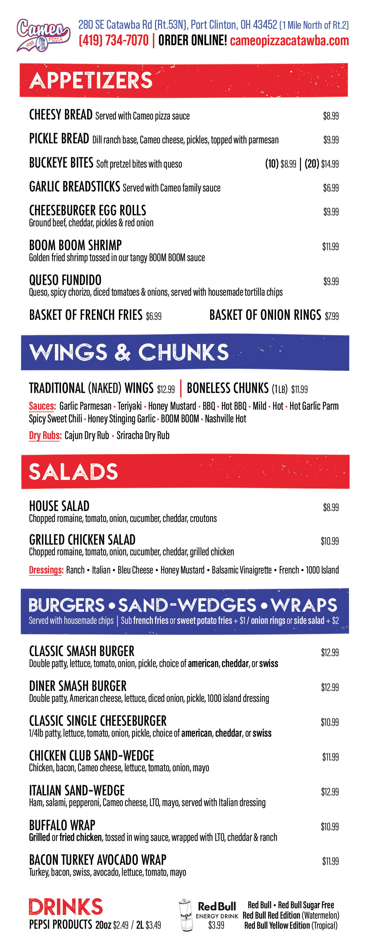 Delivery/Carry-Out Menu [Fast Eddies] Catawba/Port Clinton, Ohio