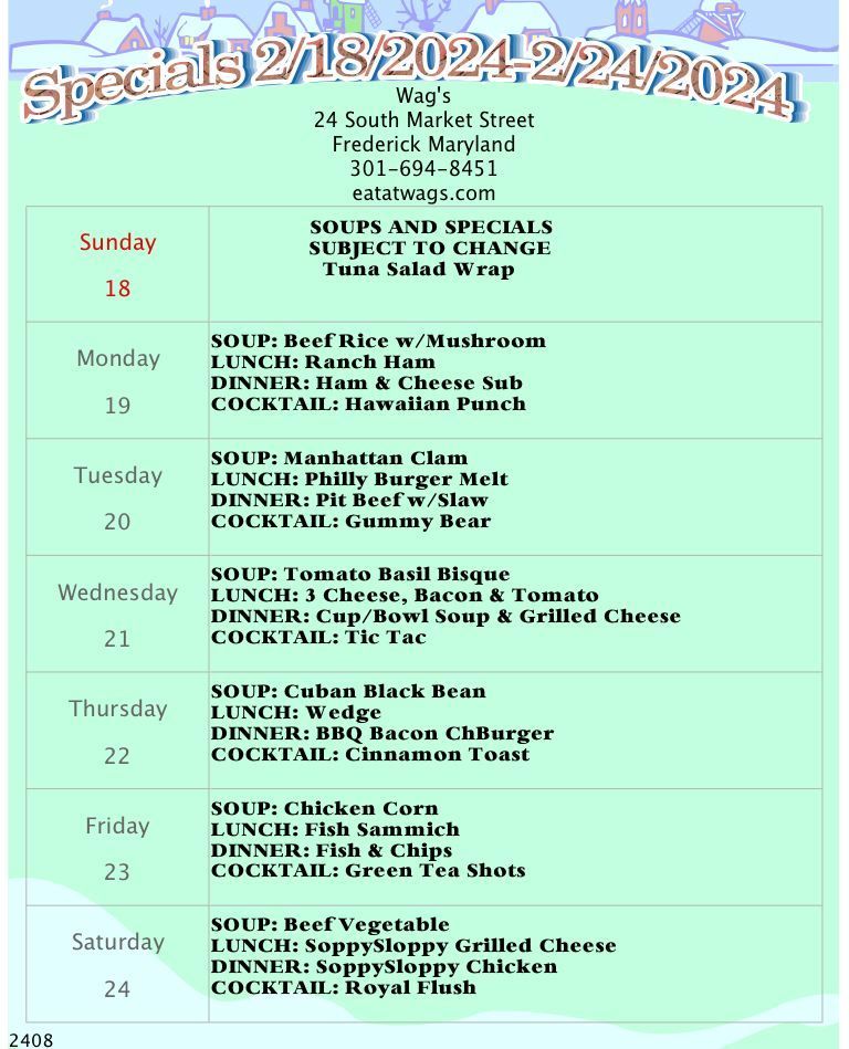 Wags Restaurant Frederick MD, Burgers Frederick MD, Wags Frederick ...