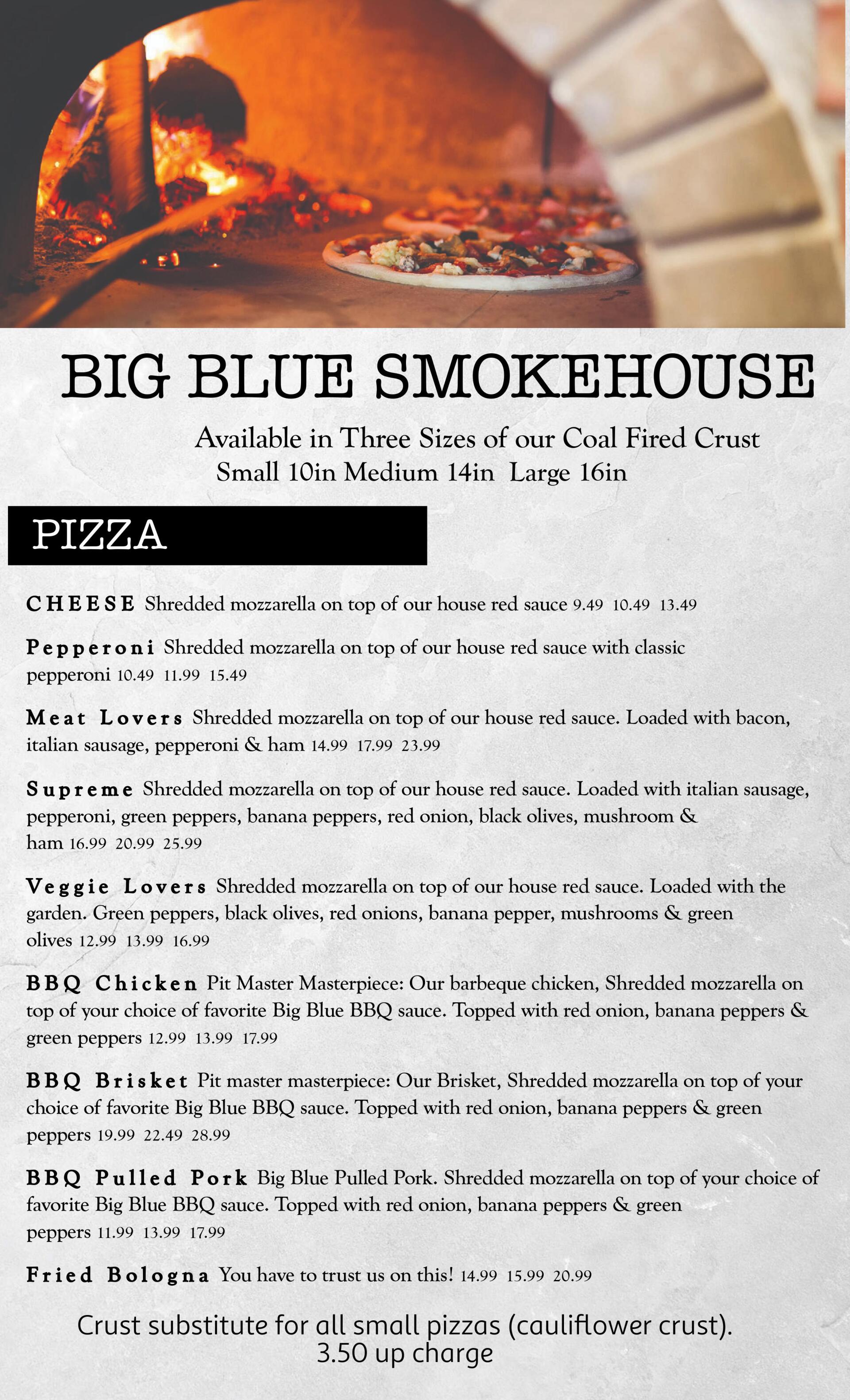 Bbq Menu | Hazard, KY | Big Blue Smokehouse
