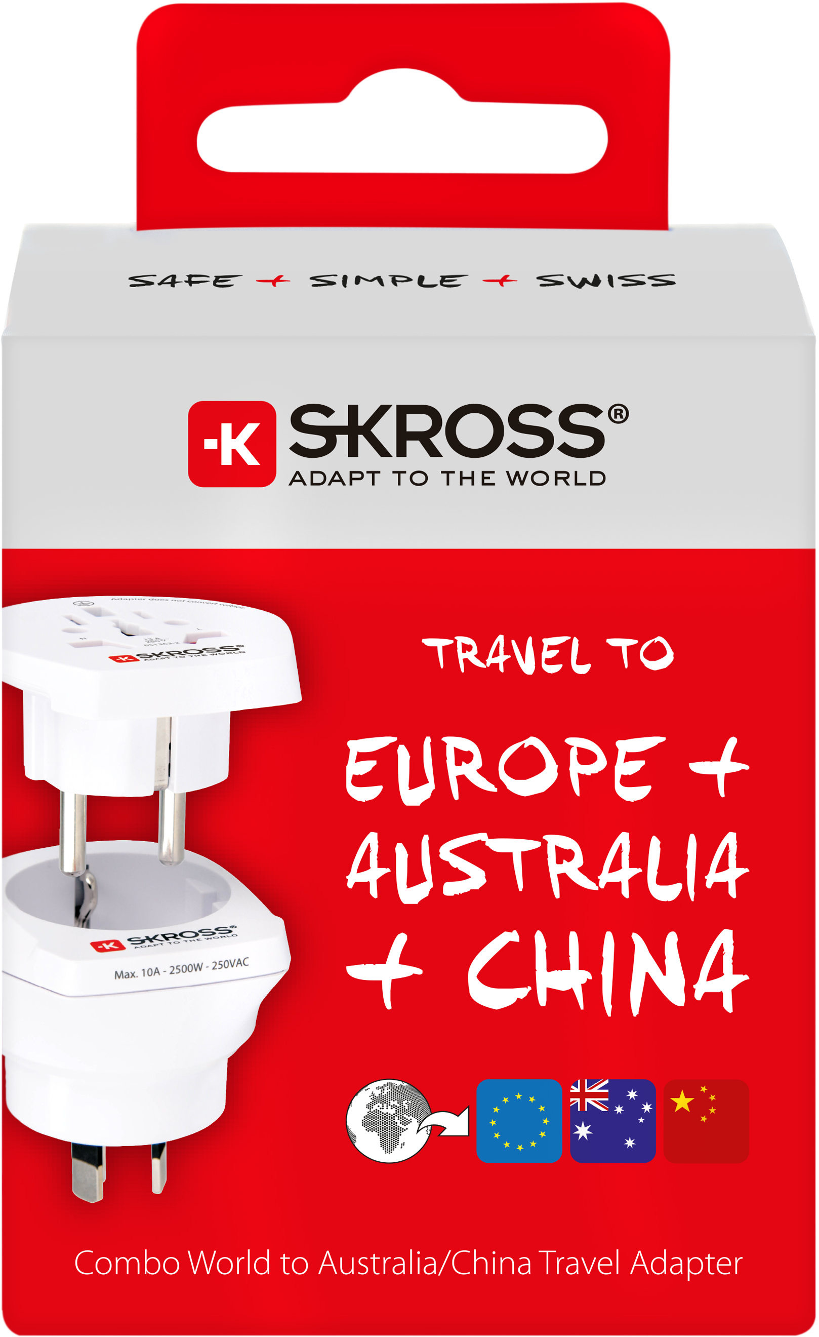 SKROSS Combo World to UK USB Travel Adapter